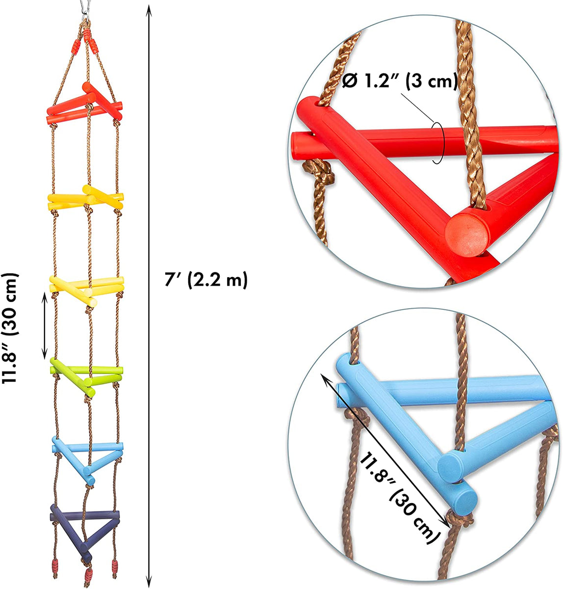 Triangle rope Ladder for Kids with Ground anchoring - Outdoor or Indoo ...